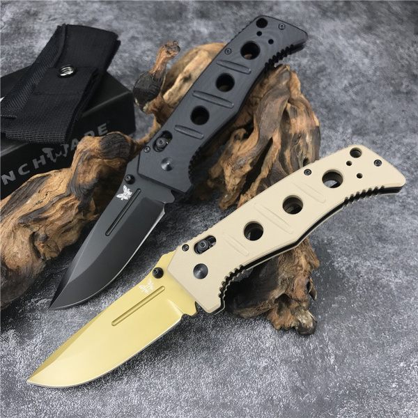 Benchmade ADAMAS Manual Pocket Knife, 3.82" D2 Plain Blade, Desert Tan ...