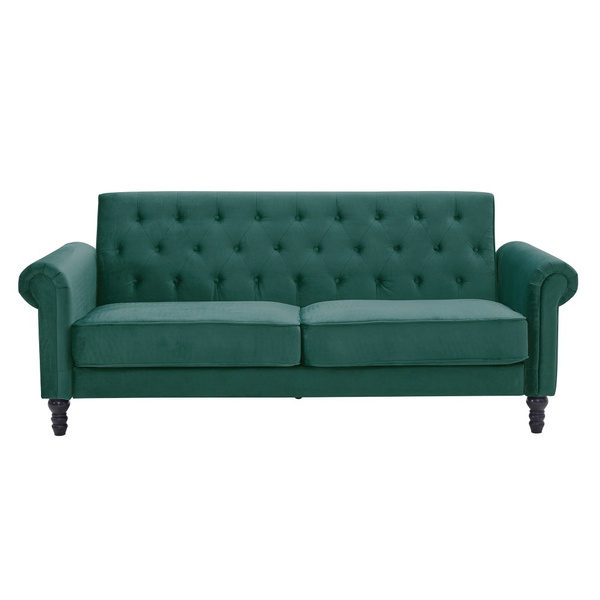 Classic Sofa Couch Mid-Century Upholstered Velvet Fabric Tufted Sofa ...