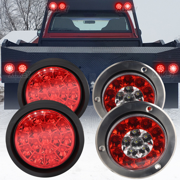 4x 4'' Red LED Round Tail Light Rear Brake Hamburger Reverse Lamp For ...