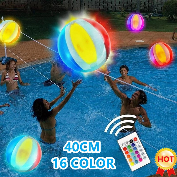 Funny!!! 16 Colors Glowing Swimming Pool light Beach Ball Remote ...
