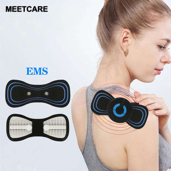EMS Cervical Spine Neck Massage Stickers Mini Body Massager Vibration ...