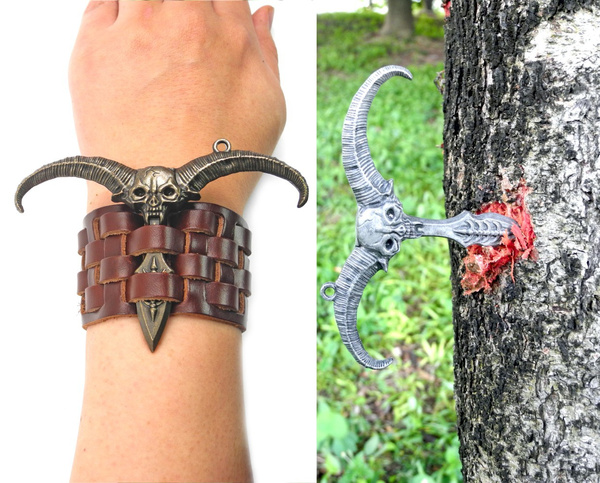 Real cowhide alloy self-defense bracelet/portable brass knuckle leather ...