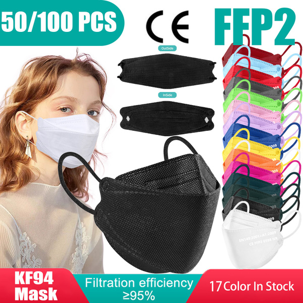 50/100 PCS mixed 12 colors of KF94 mask with 4 layers of filter ...