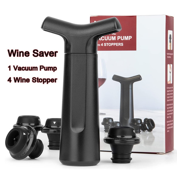 Wine Saver 1 Vacuum Pump + 4 Vacuum Wine Stopper Wine Bottle Sealer ...