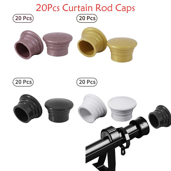 Universal Window Curtain Rod Caps Plastic Round Curtain Rod Finials ...