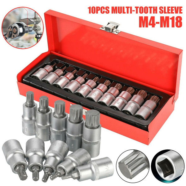 10pcs Internal Multi-tooth Socket Set 1/2" Nuts M4-M18 Nut Socket Sets ...