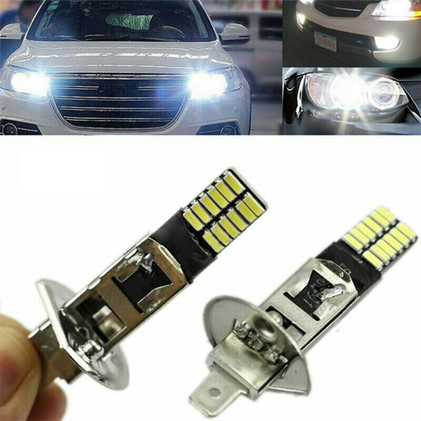 2pcs Bright Vehicle H1 6500K 24-SMD 4014 Driving DRL Lamp LED Bulb Car ...
