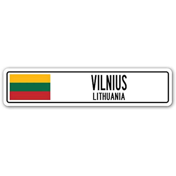 Vilnius, Lithuania Street Sign Lithuanian Flag City Country Road Wall ...