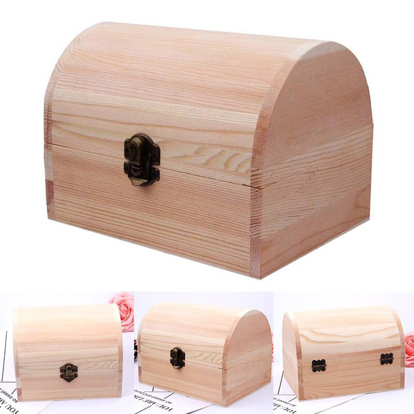3 Sizes Creative Solid Wood Arched Box DIY Painted Blank Handmade Wood ...
