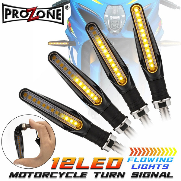 2pcs LED Motorcycle Turn Signals Light 12 SMD Tail Flasher Flowing ...