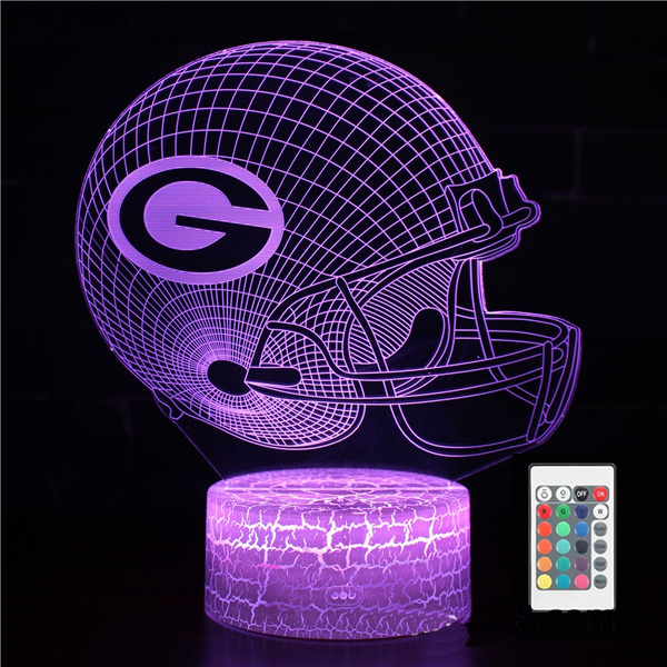 Baseball Helmet 3D LED Optical Illusion Acrylic Night Light with Remote ...