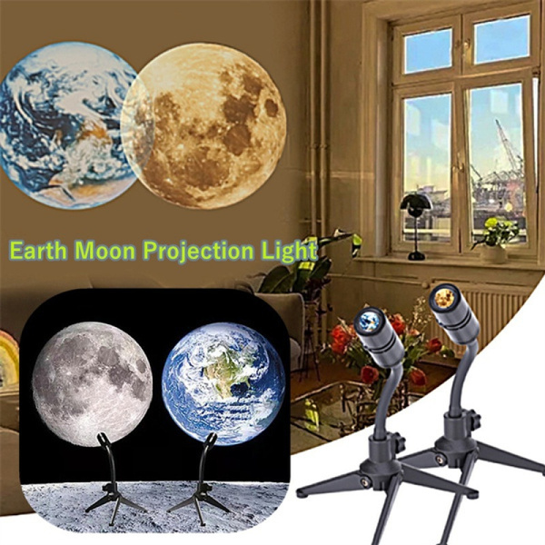 2022 New 360° Rotatable Projector Earth Moon Lamp Earth Moon Projection ...