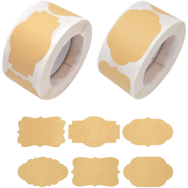 250pcs/roll Blank Kraft Paper Label Stickers for Jar Glass Bottle DIY ...