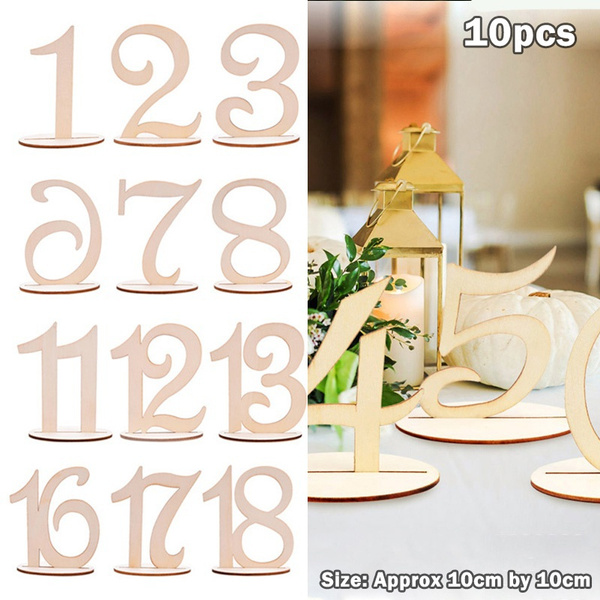 10pcs 1-10/11-20 Wooden Table Numbers Set With Base Wedding Festival ...