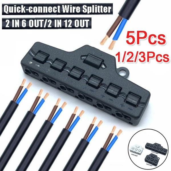 1/2/3/5 Pcs New Black White Quick-connect Wire Splitter for LED Lights ...