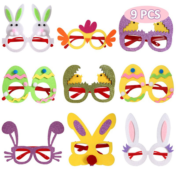 Easter Party Glasses, 9 PCS Sunglasses Easter Egg Bunny Rabbit Glasses ...