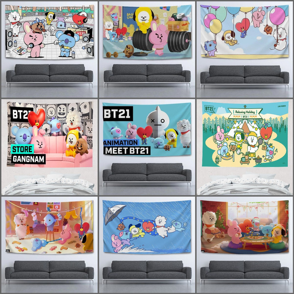 Cute bt21 tapestry bt21 posters set for walls bt21 poster rj bt21 ...