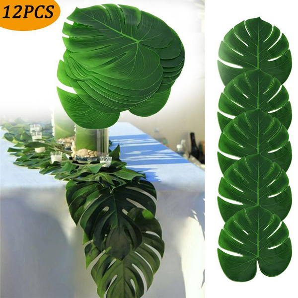 12Pcs Artificial Tropical Palm Leaves, Safari Birthday Decorations ...