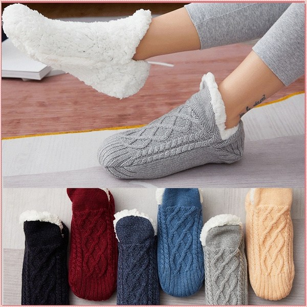 Men Women's Winter Super Soft Warm Floor Sock Cozy Fuzzy Fleece-Lined ...