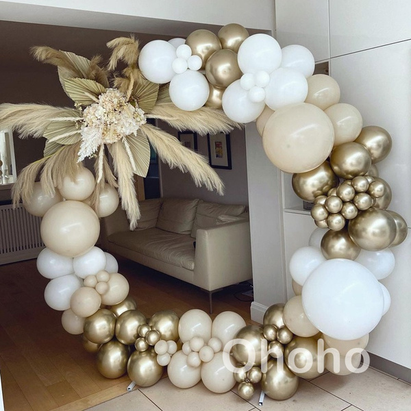 White Sand Beige Balloon Arch Kit Marriage Wedding Balloons Garland Set ...