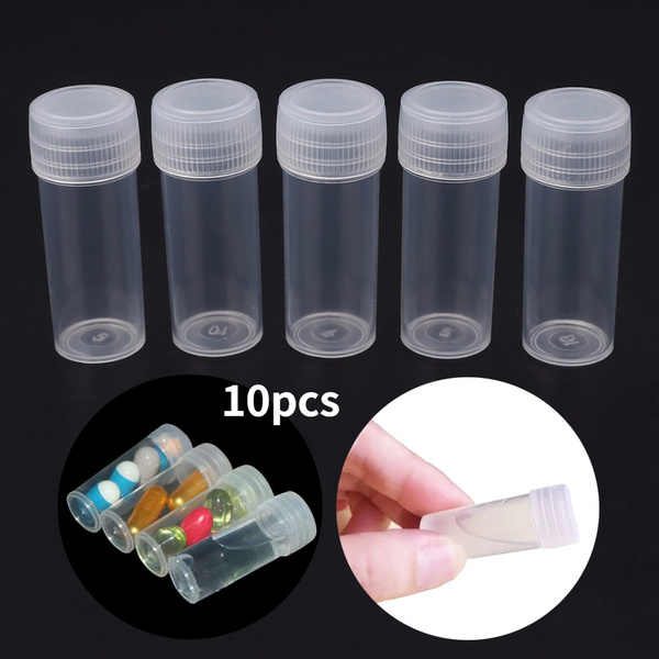 10pcs 5ml Plastic Bottle Sample Small Barrel Vials Medicine Pill Liquid ...