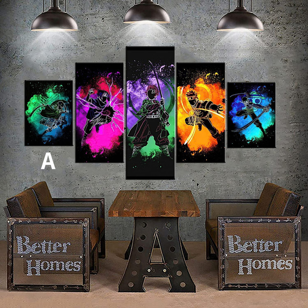 5 Pieces Anime Demon Slayer Charactors HD Print Canvas Painting Wall ...