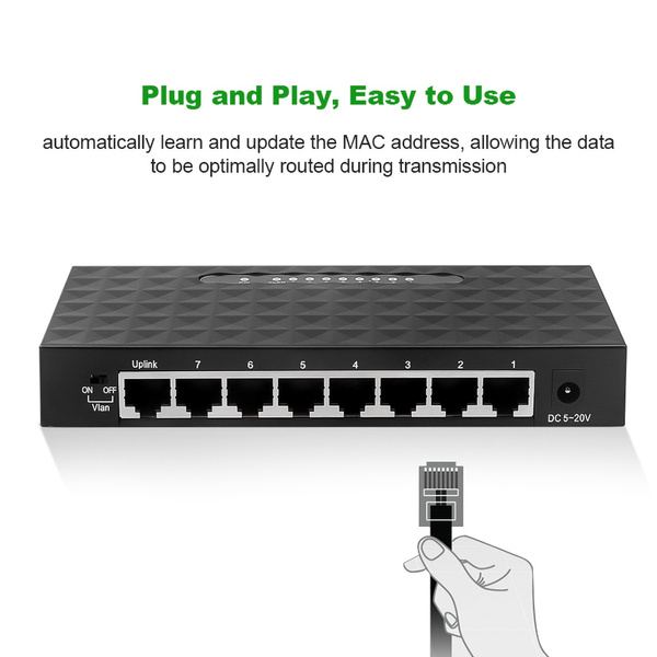 10/100/1000Mbps 8 Port Gigabit Network Switch Gigabit Ethernet Network ...