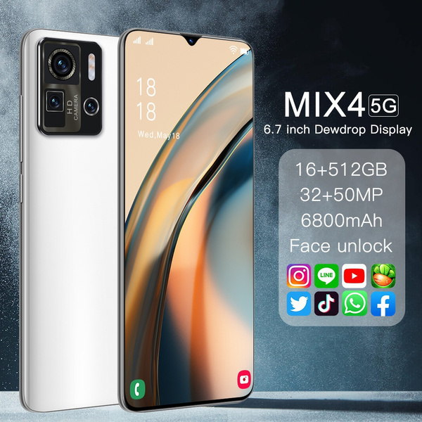 2022 New MIX4 5G Smartphone 6.7 Inch Screen with Memory 16GB RAM+512GB ROM with Camera 32MP+50MP ...