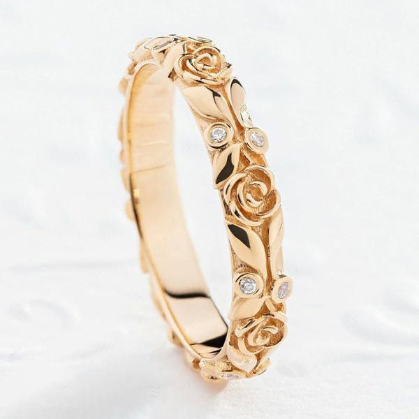 Nature Wedding Band Ring Anniversary Gift. Flower Eternity Band Jewelry ...