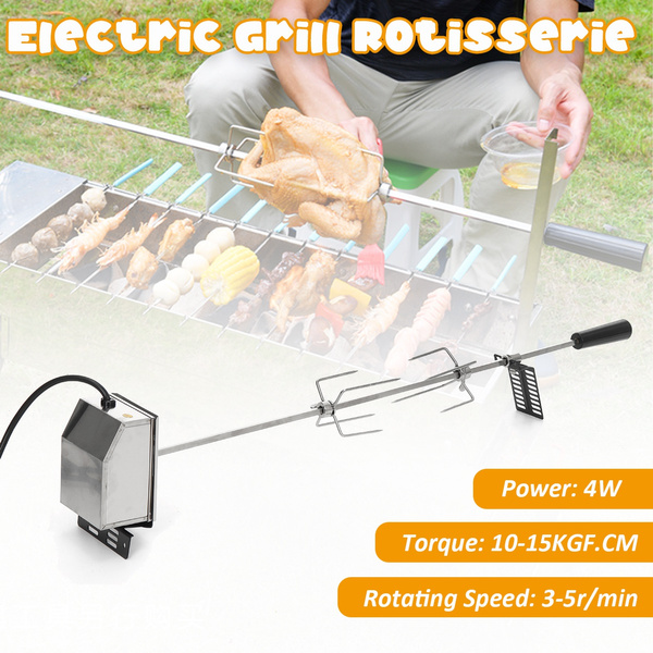Electric Rotisserie BBQ Grill Roaster Spit Rod Camping Chicken Pig ...