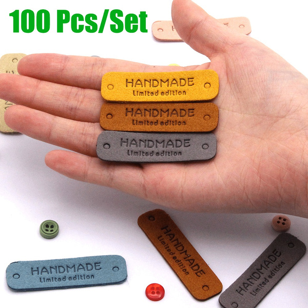 100/50/20 Pcs Labels For Hats Knitted Clothes Leather Tags For Handmade ...
