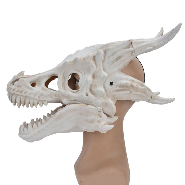 Latex Simulation Dinosaur Skull Mask Head Cover Halloween Costume Party ...