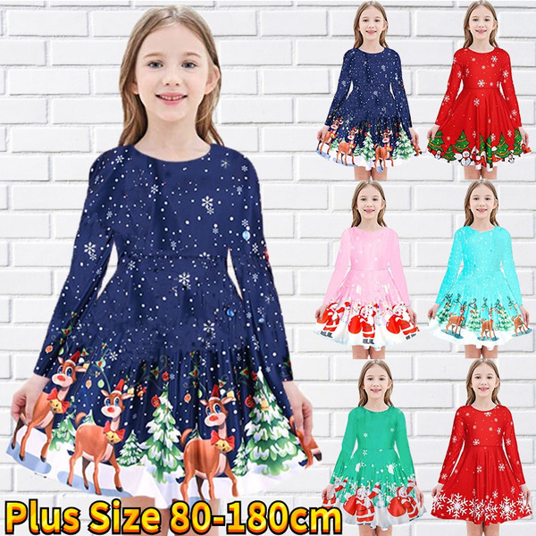 New Fashion Little Girls Christmas Dress Winter Long Sleeve Girls Dress ...
