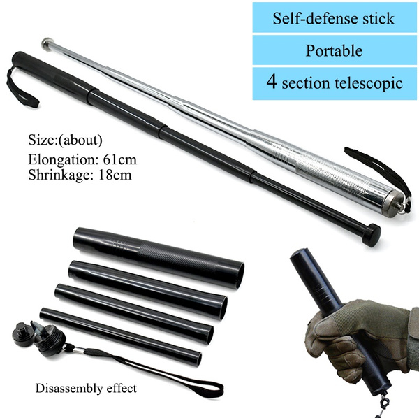 Telescopic Self-defense Stick Four Sections Crowbar Whip Car Self ...