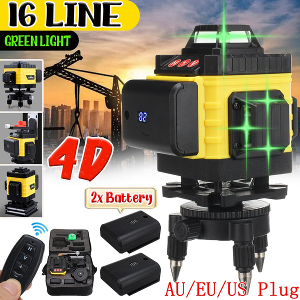 Remote Control 16 Lines Green Laser Level 4D Self-Leveling 360° Cross ...