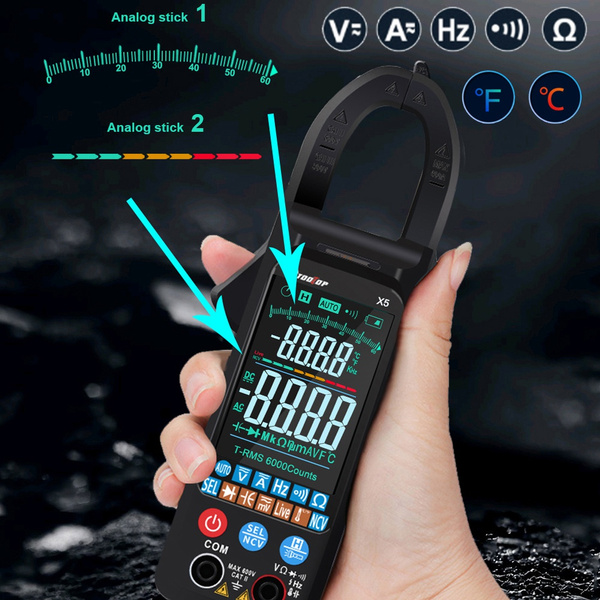 TOOLTOP X5 Handheld Portable Multifunction Clamp Meter LCD Display ...