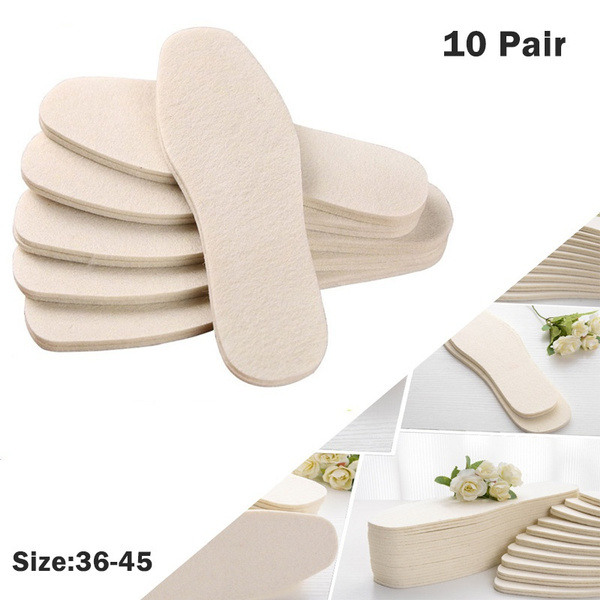 10 Pair Winter Insoles Pads Warm Shoe Pad Wool Felt Sweat Shock ...