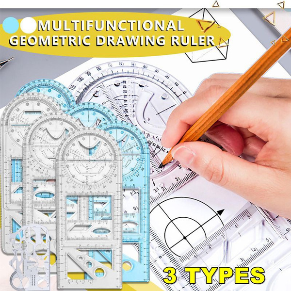 Multifunctional Geometric Ruler, Geometric Drawing Template Measuring ...