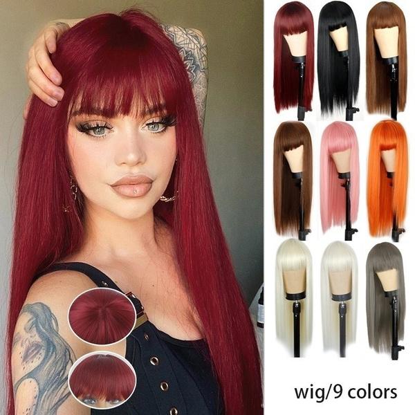High-quality ladies high-gloss real human hair wig Brazil long hair wig ...
