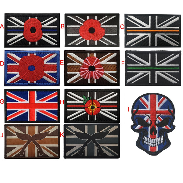 Tactical British Union Jack Embroidered Patch England Flag UK Great Britain Fastener Hook & Loop ...