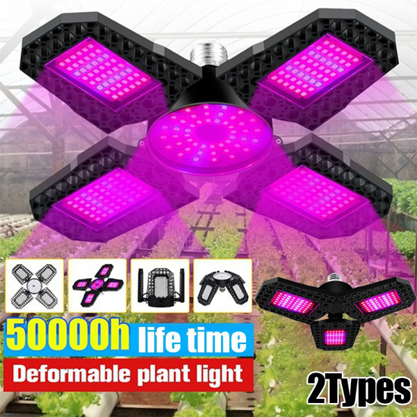 2Types Full Spectrum LED Plant Grow Light Bulb Foldable E26/E27 Red ...