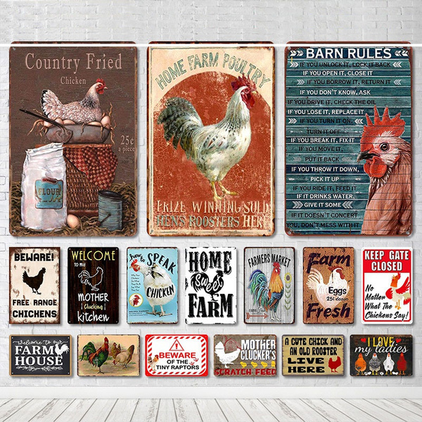 Home Farm Poultry Chicken Coop Egg Metal Posters Vintage Tin Signs ...