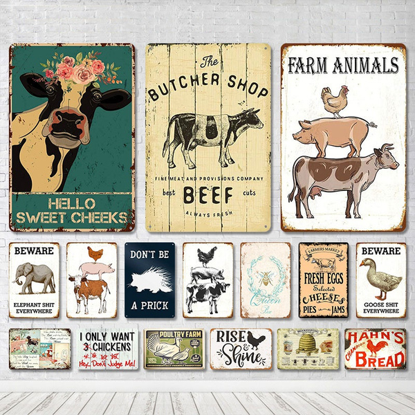 Retro Farm Animals Creativity Pasture Farm Vintage Tin Signs Metal ...