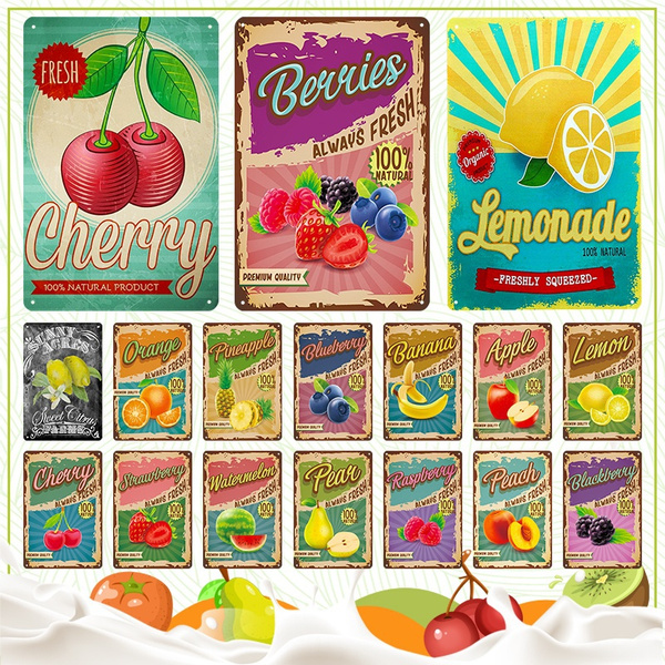 Vintage Fruit Signs Metal Tin Signs Posters Restaurant Cafe Bar Fruit ...