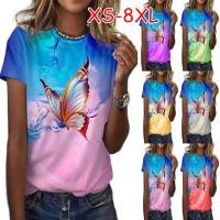XS-8XL Summer Clothes Women's Fashion Casual O-neck Short Sleeved Tops ...