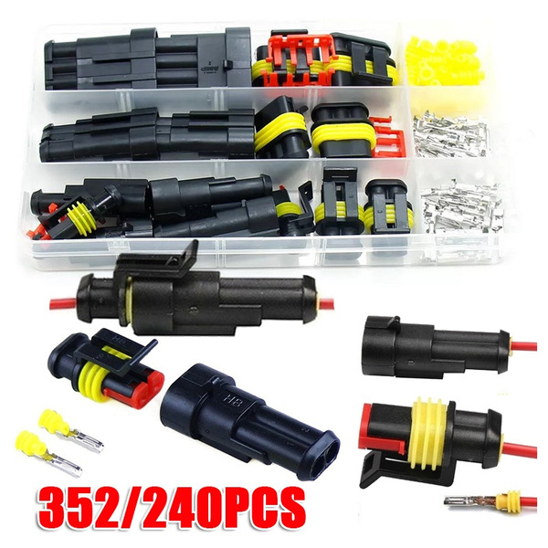352 PCS 1/2/3/4/5/6 Pin Way Seal Waterproof Connector Kit，HID Xenon Lamp Wiring Harness ...