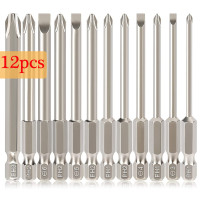 12PCS Slotted Cross Screwdriver Bit Set, 3 Inch S2 Steel 1/4 Inch Hex ...