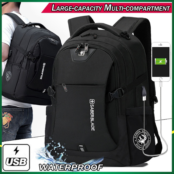Multifunctional Men's Backpack with USB Charging Port Swiss Backpack ...
