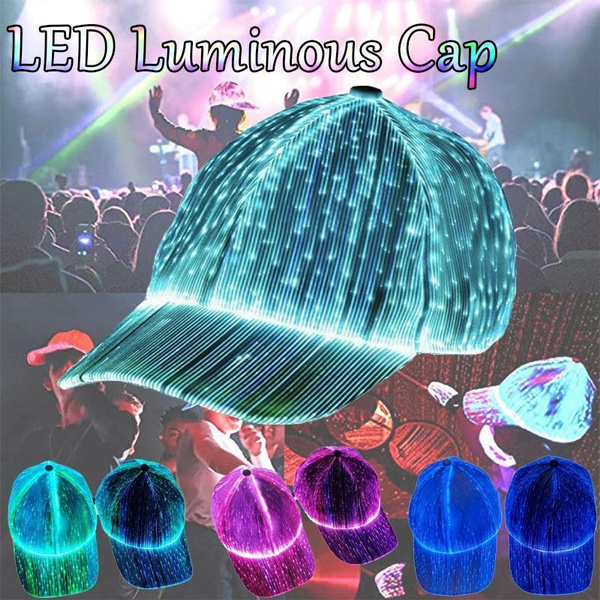 2022 New LED Screen Cap Optical Fiber Material Luminous Cap USB ...