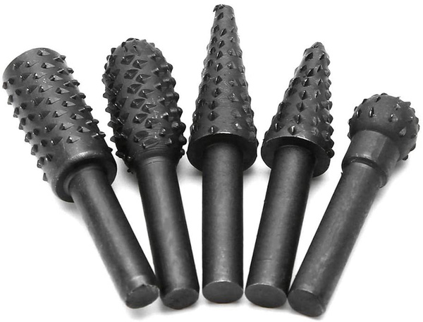 1/4inch Round Shank Rotary Rasp File Set 5Pcs Woodworking Mace Rotary ...